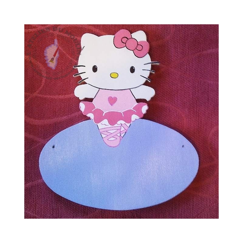 Plaque de porte Hello Kitty danseuse Couleur du fond Gris Perle