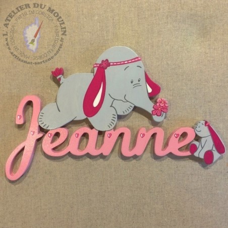 Prénom en bois décoré avec Anna et Pili Couleur du Prénom Rose Antique